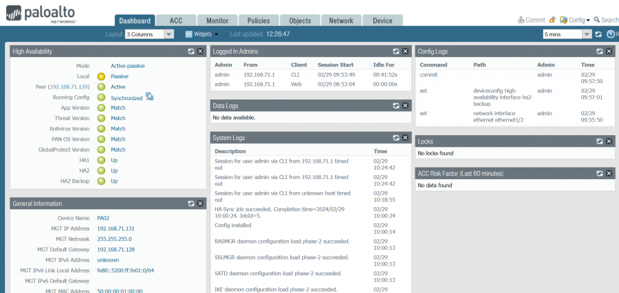 Basic Configuration of Active/Standby on Palo Alto Firewalls - Lyfey ...